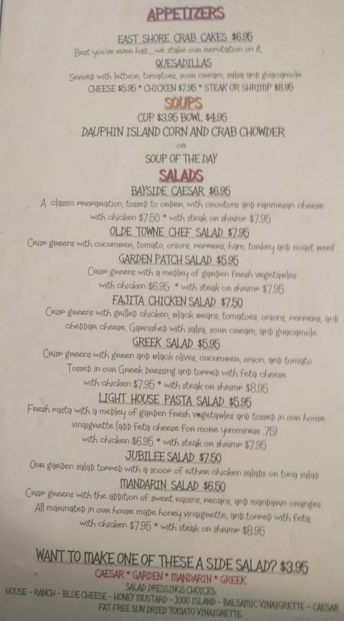 East Shore Cafe Menu Daphne AL East Shore Cafe Menu Daphne AL