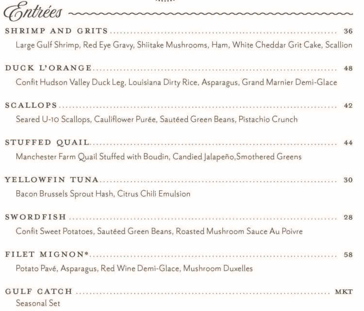Little Bird Menu, Fairhope, AL