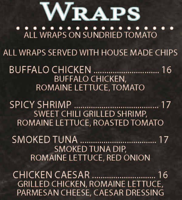 Woodside Restaurant Menu, Gulf Shores, AL