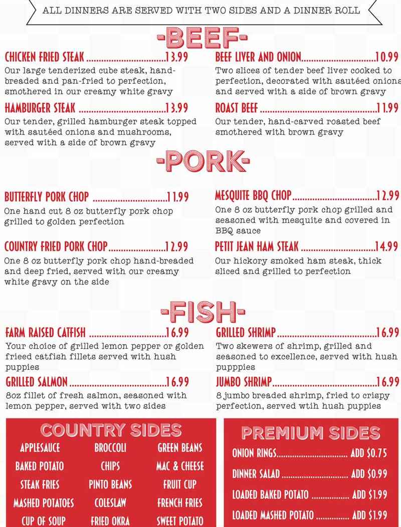 Old South Menu, Russellville, AR
