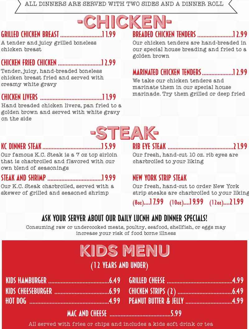 Old South Menu, Russellville, AR