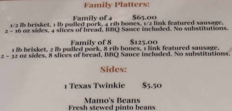 Salinas's Smoke Street Menu, Globe, AZ