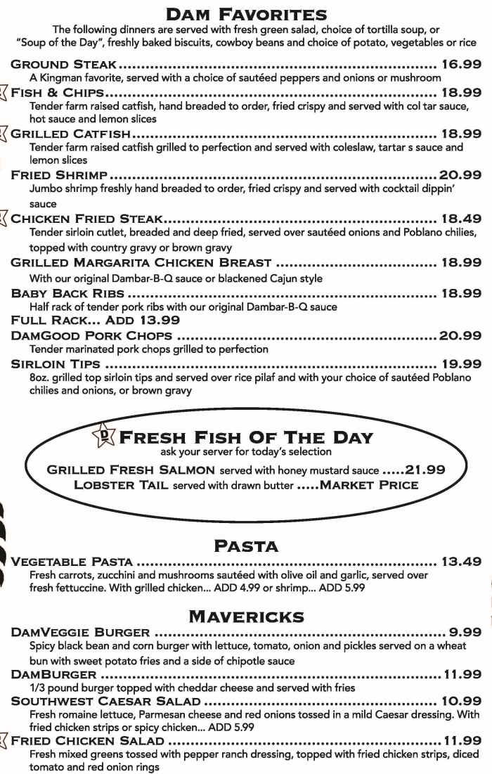 Dambar & Steak House Menu, Kingman, AZ