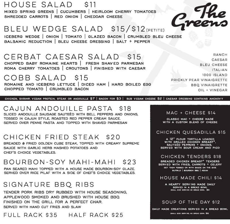 The Grand Canyon Brewing Menu, Kingman, AZ