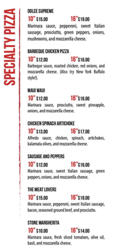 La Vita Dolce Menu, Lake Havasu City, AZ