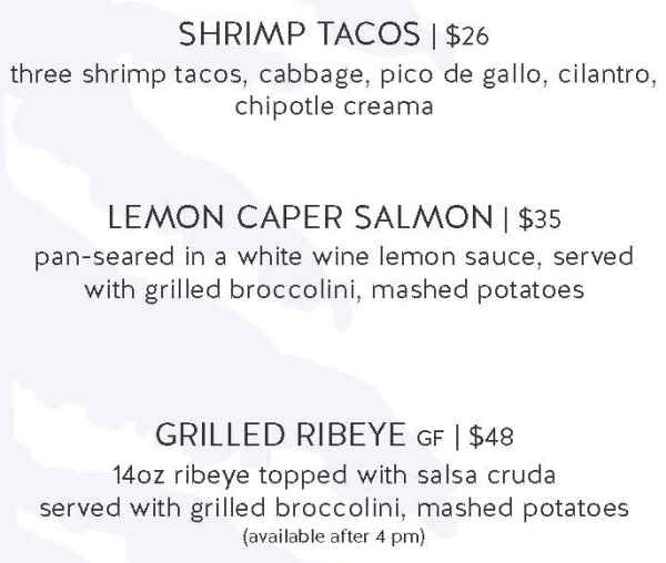 The Grove Menu, South Lake Tahoe, CA