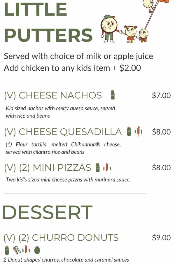 Tipsy Putt Menu, South Lake Tahoe, NV