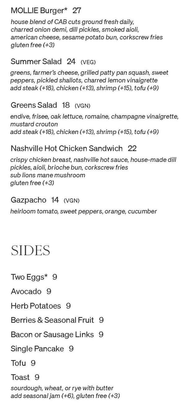 Mollie Menu, Aspen, CO
