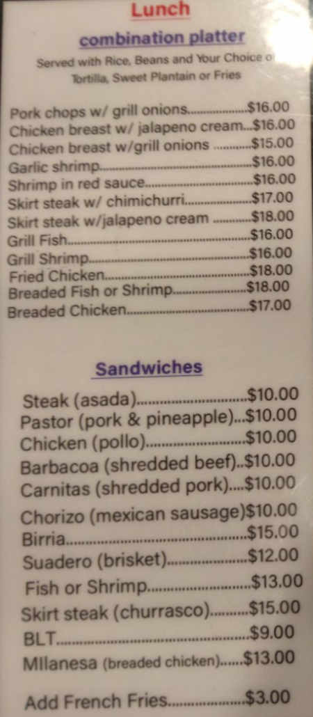Taco Express Lower Keys Menu, Summerland Key, FL