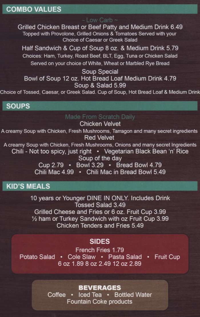 Connie's Cafe Menu, DeLand, FL