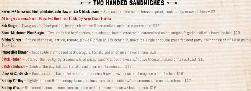 Hurricane Hole Menu, Key West, FL