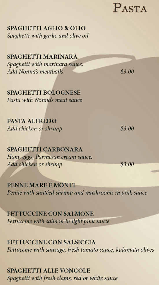 Limoncello Menu, Naples, FL