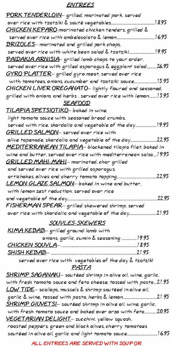 Pelagos Cafe Menu, Naples, FL