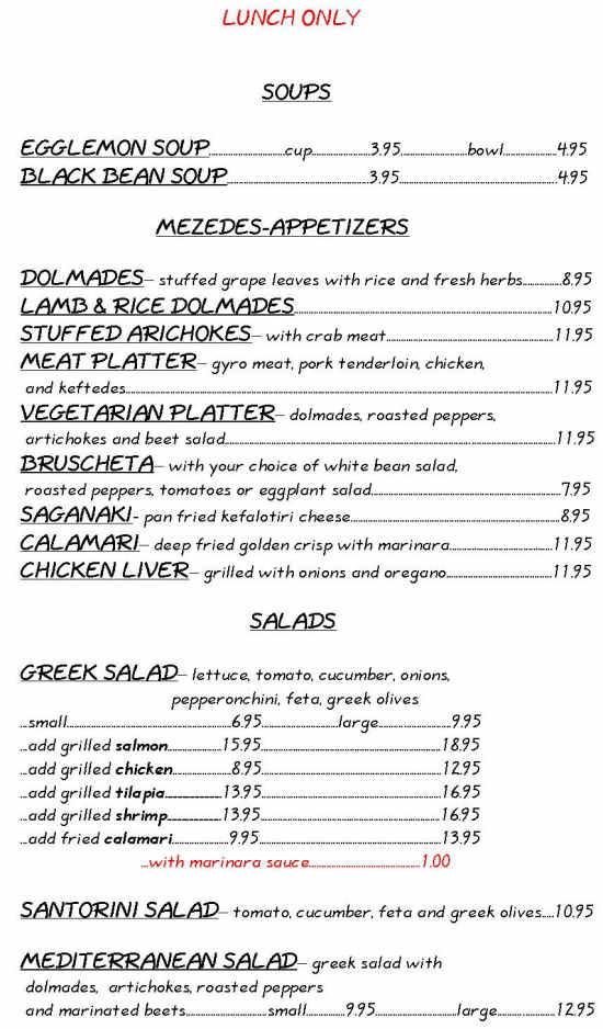 Pelagos Cafe Menu, Naples, FL