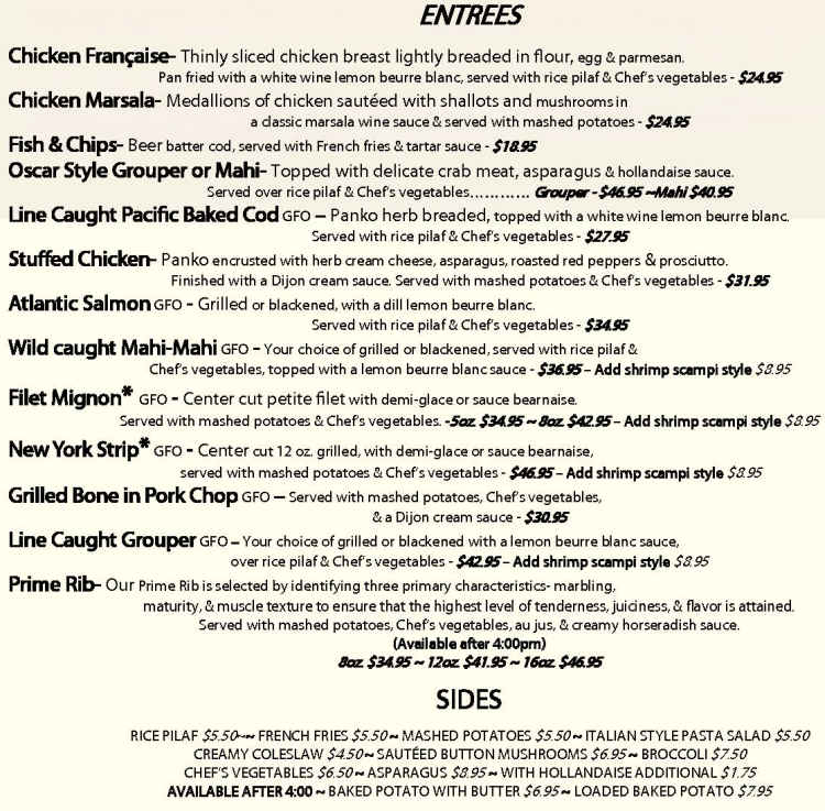 The Grille At Riverview Menu, New Smyrna Beach, FL