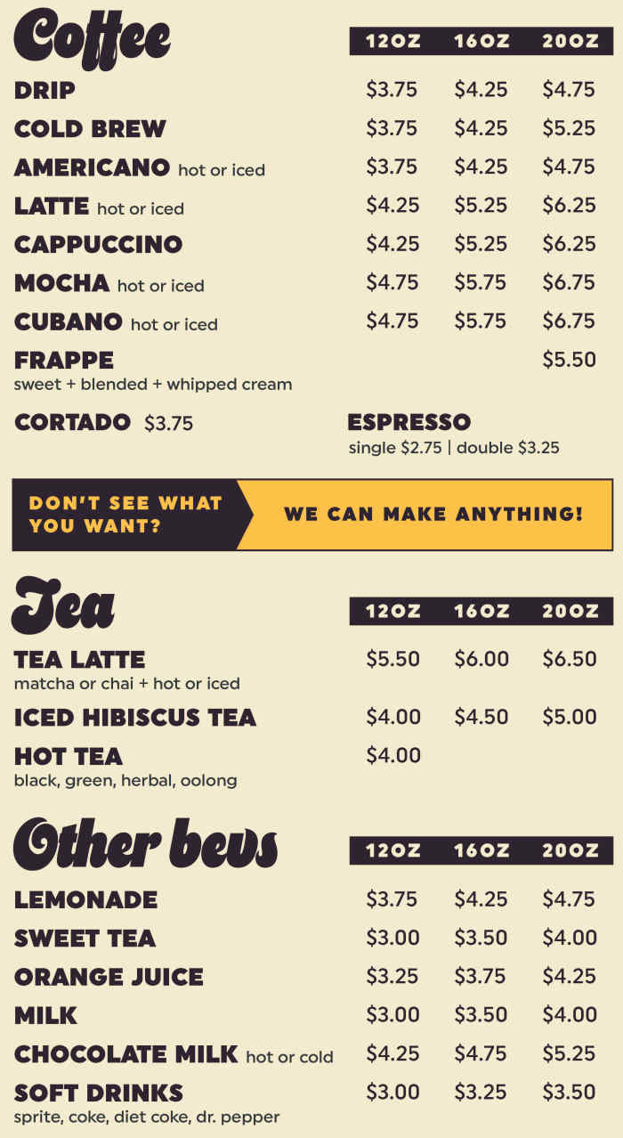 Cafe Racer Menu, Athens, GA