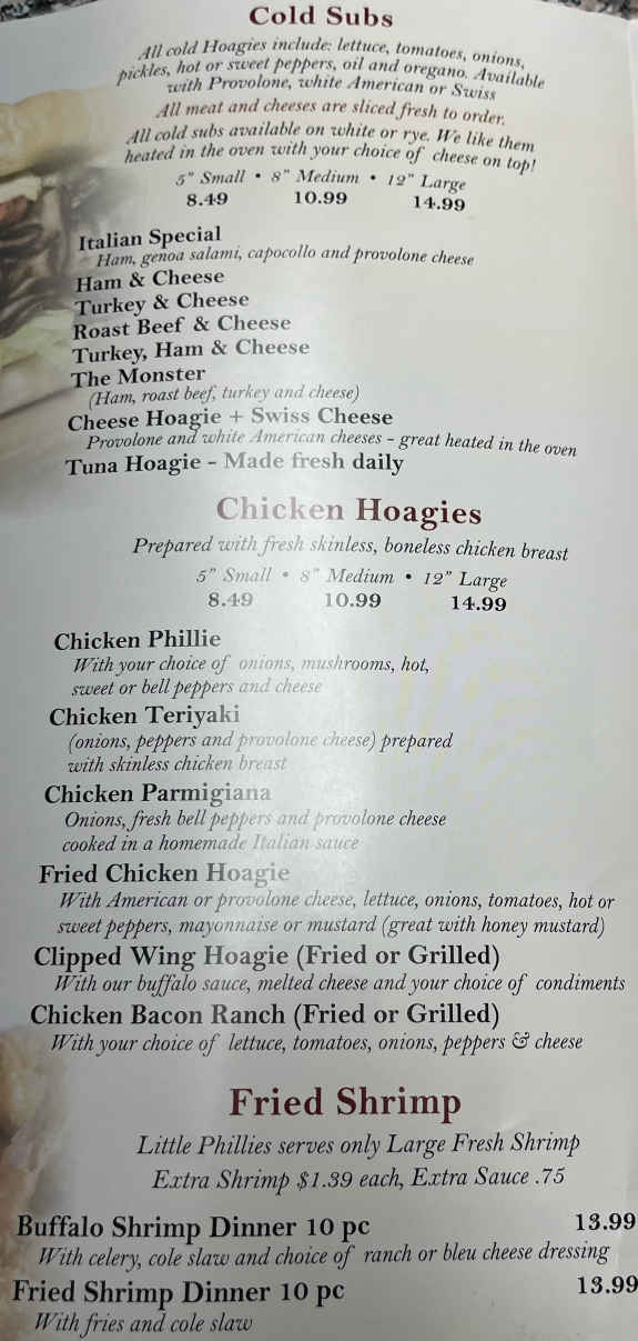 Little Phillies Menu, Covington, GA