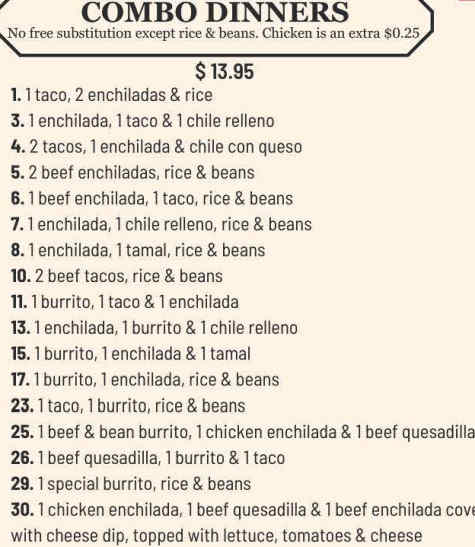 El Azteca Menu, Ames, IA
