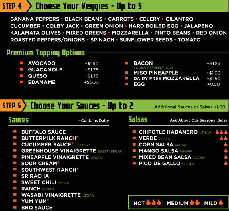 Greenhouse Kitchen Menu, Cedar Falls, IA