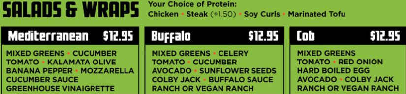 Greenhouse Kitchen Menu, Cedar Falls, IA