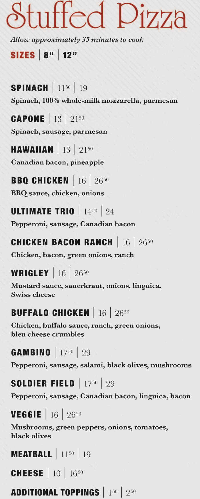 Gambino's Menu, Moscow, ID