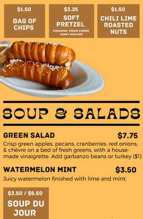 One World Cafe Menu