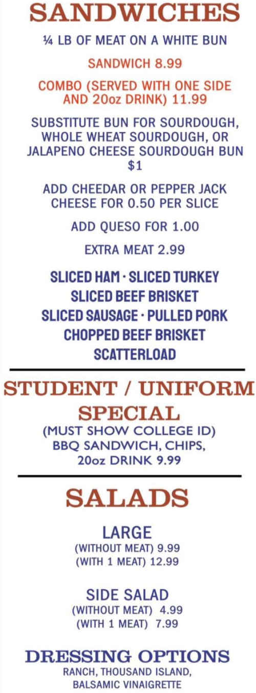 Reauxlin Smoke Bar-B-Que Menu, Ruston, LA