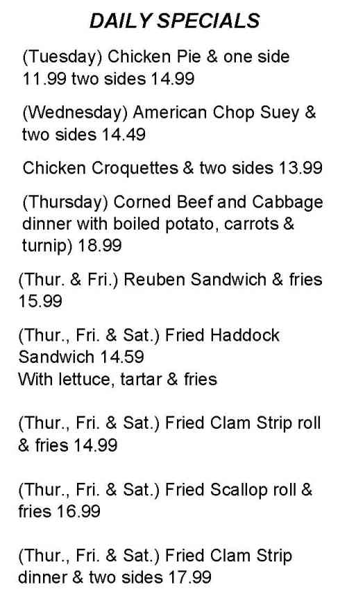 Bluebonnet Diner Menu, Northampton, MA