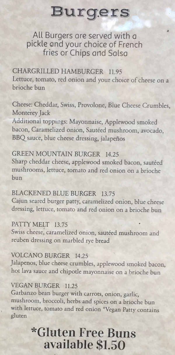 Northampton Brewery Menu, Northampton, MA