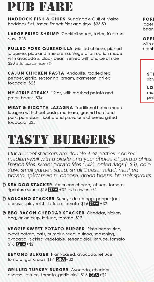 Sea Dog Brewing Co Menu, Topsham, ME