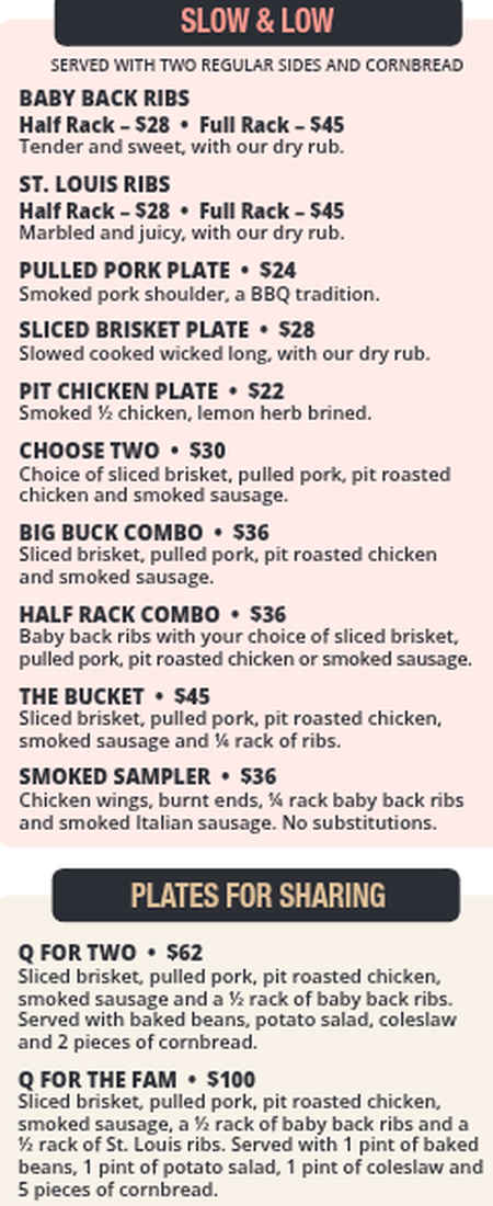 Buck's Naked BBQ Menu, Freeport, ME