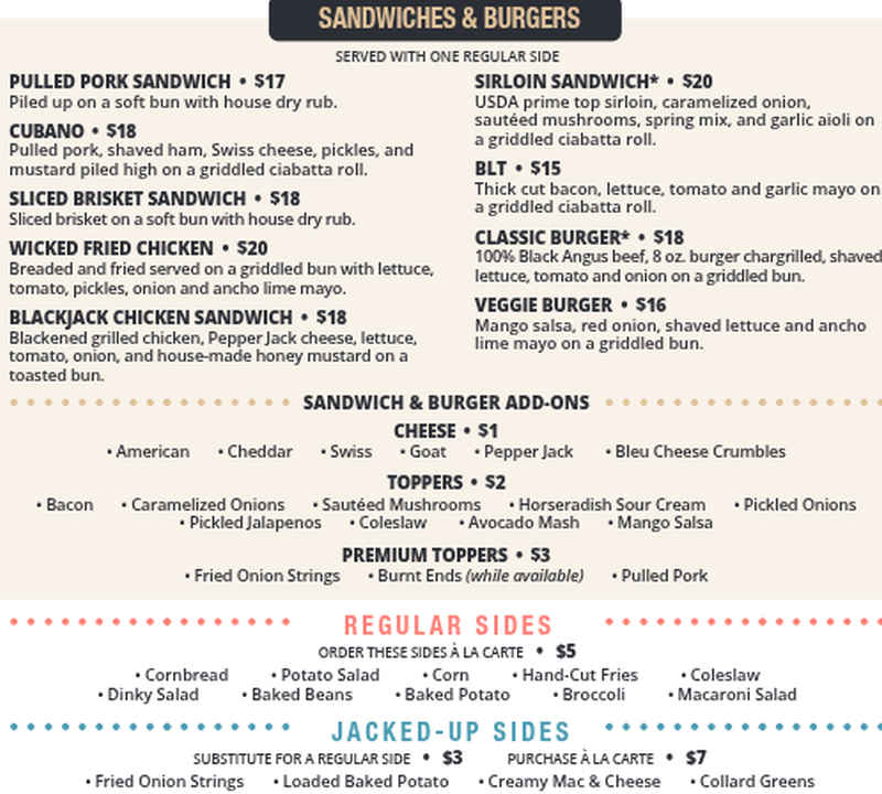 Buck's Naked BBQ Menu, Freeport, ME