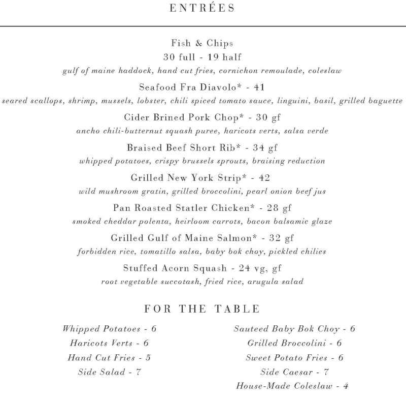 Porter Kitchen & Bar Menu, Freeport, ME