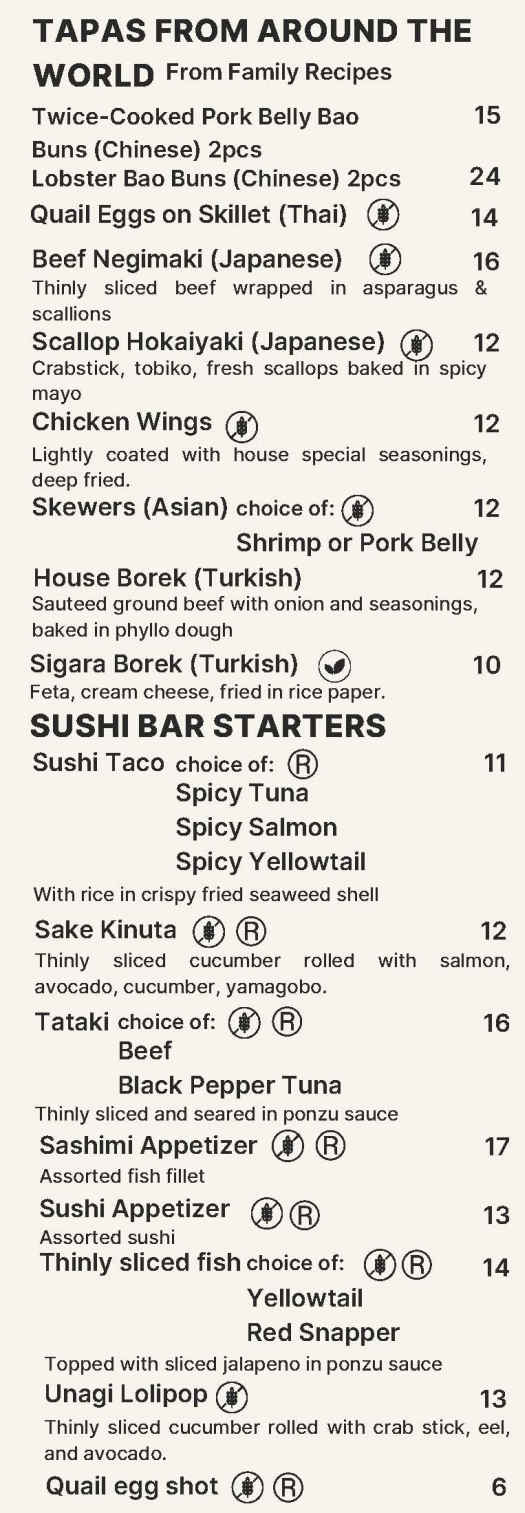 Aki Sushi Tapas Boba Menu, Freeport, ME