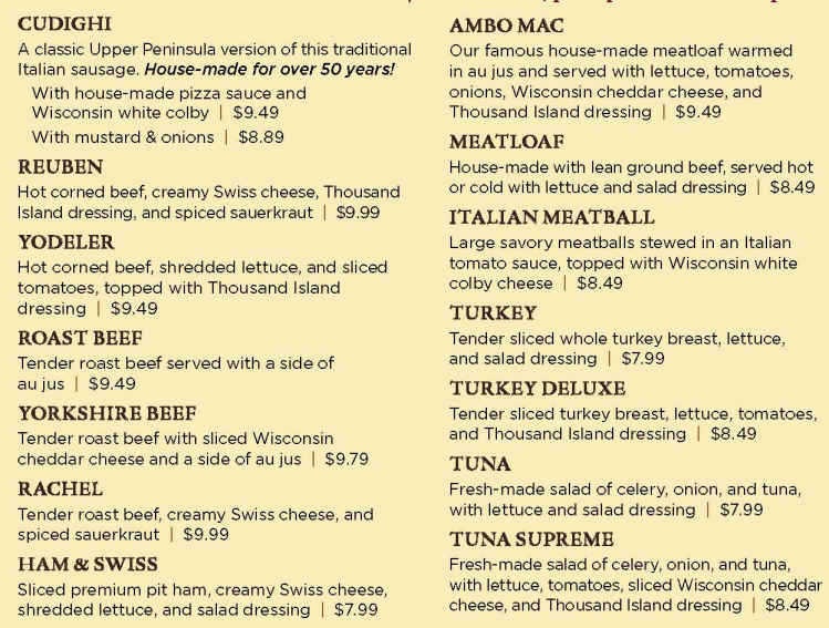 Ambassador Restaurant Menu, Houghton, MI