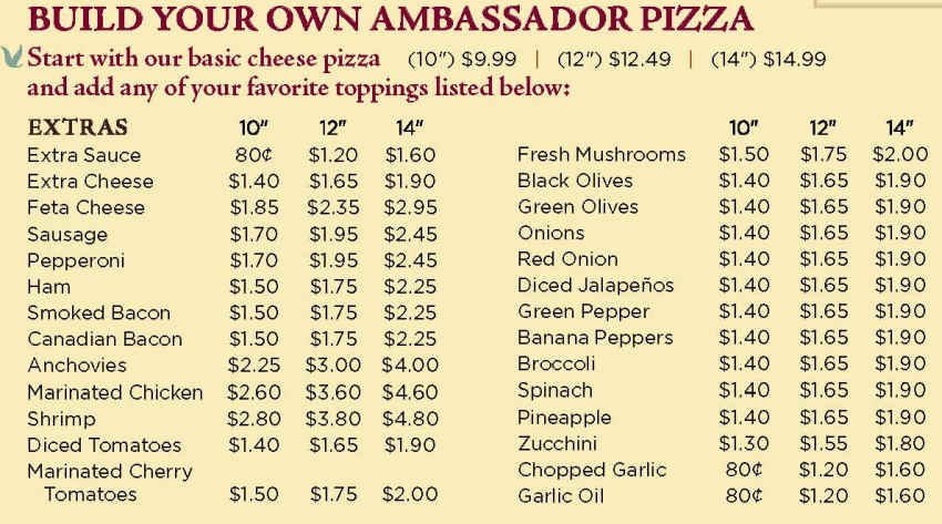 Ambassador Restaurant Menu, Houghton, MI