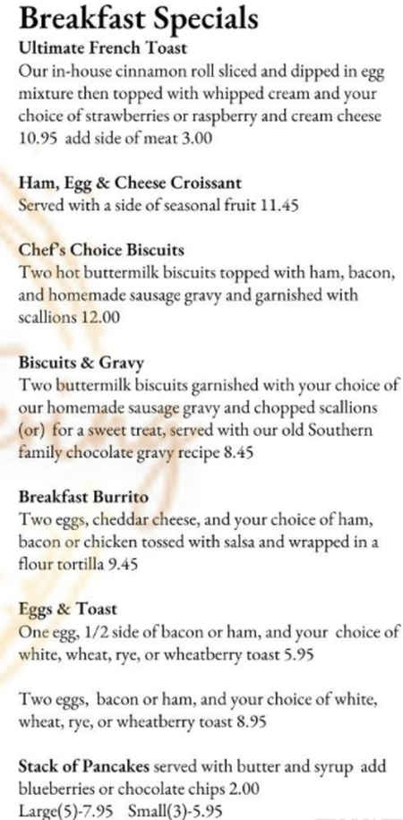 Griffin Family Cafe Menu, Hancock, MI