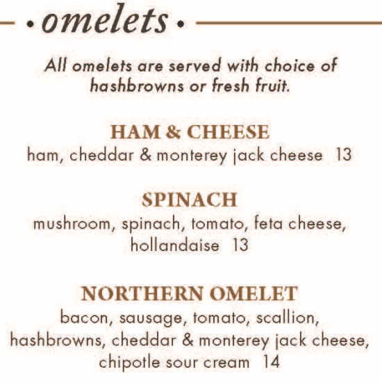 Minervas Restaurant Menu, Traverse City, MI