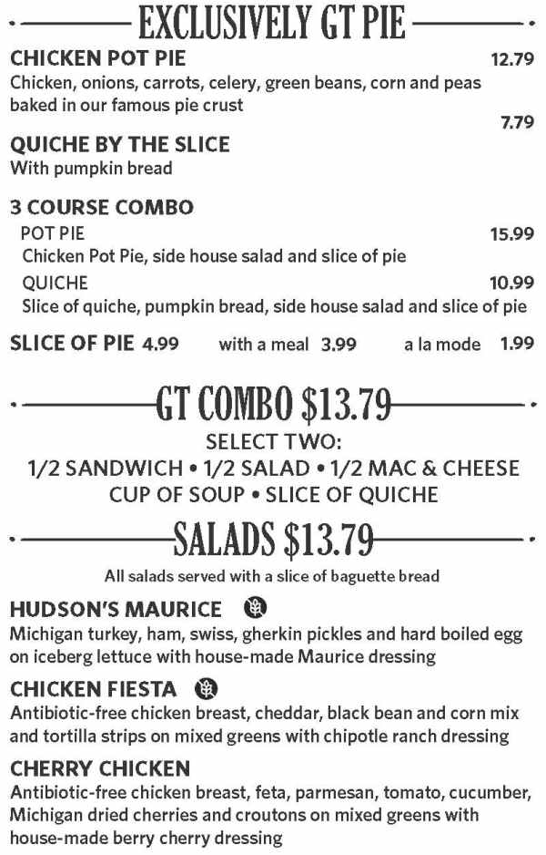 Grand Traverse Pie Park Menu, Traverse City, MI