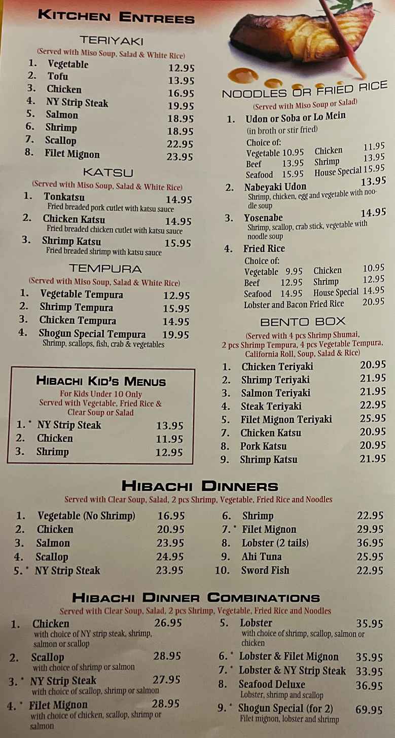 Shogun Sushi & Hibachi Menu, Mankato, MN