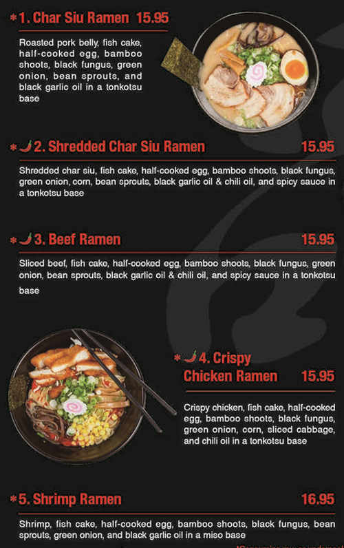 Ippin Ramen Menu, Waite Park, MN