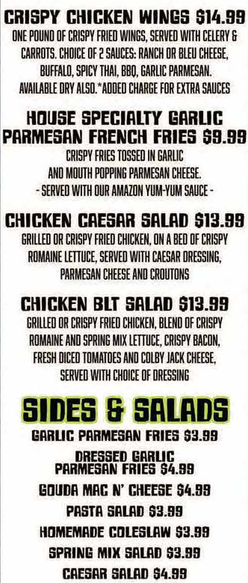 Crazy Craig's Treehouse Menu, Branson, MO