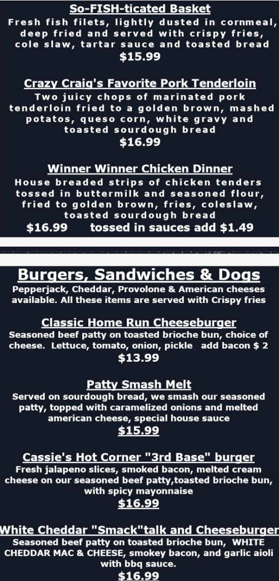 Crazy Craig's Sports Bar & Grill Menu, Branson, MO