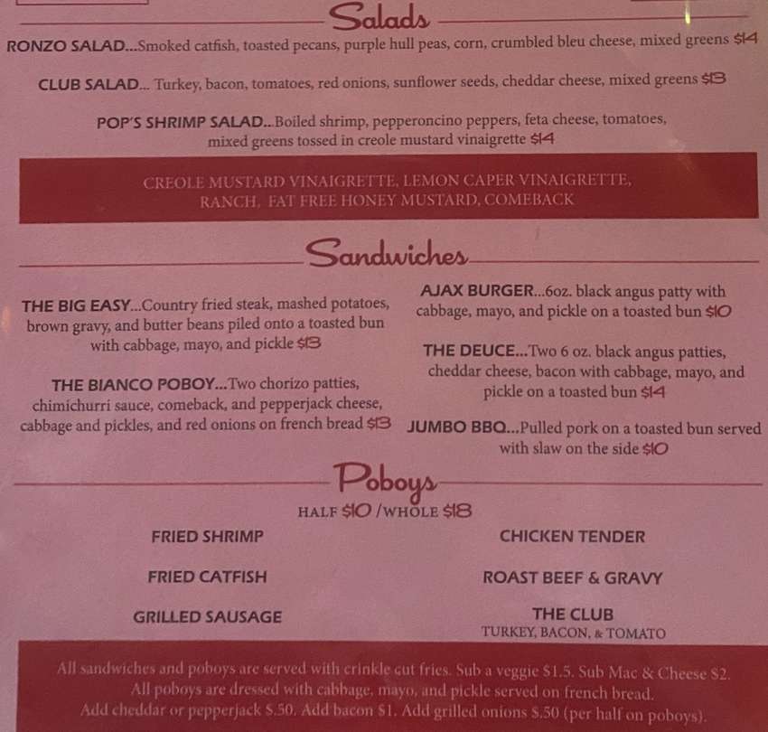 Ajax Diner Menu, Oxford, MS