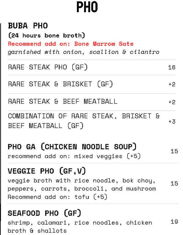 Buba Kitchen Menu, Concord, NH