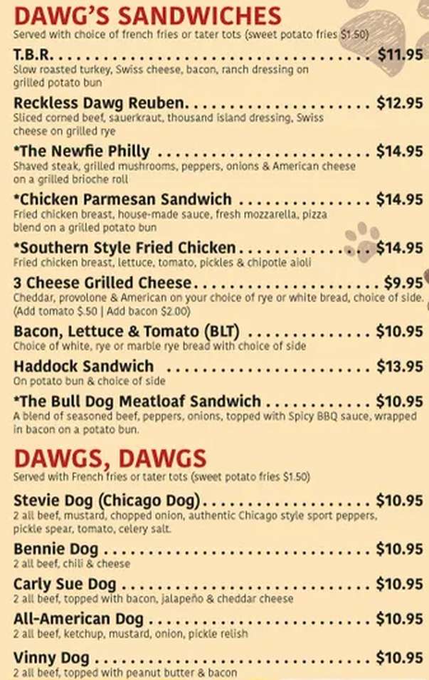 Hare Of The Dawg Menu, Derry, NH