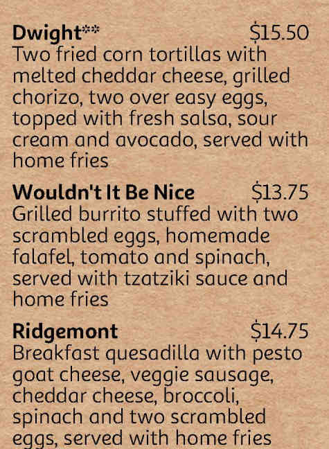 The Big Bean Newmarket Menu, Newmarket, NH