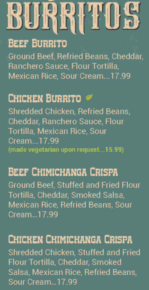 Cactus Jack's Grill Menu, Laconia, NH