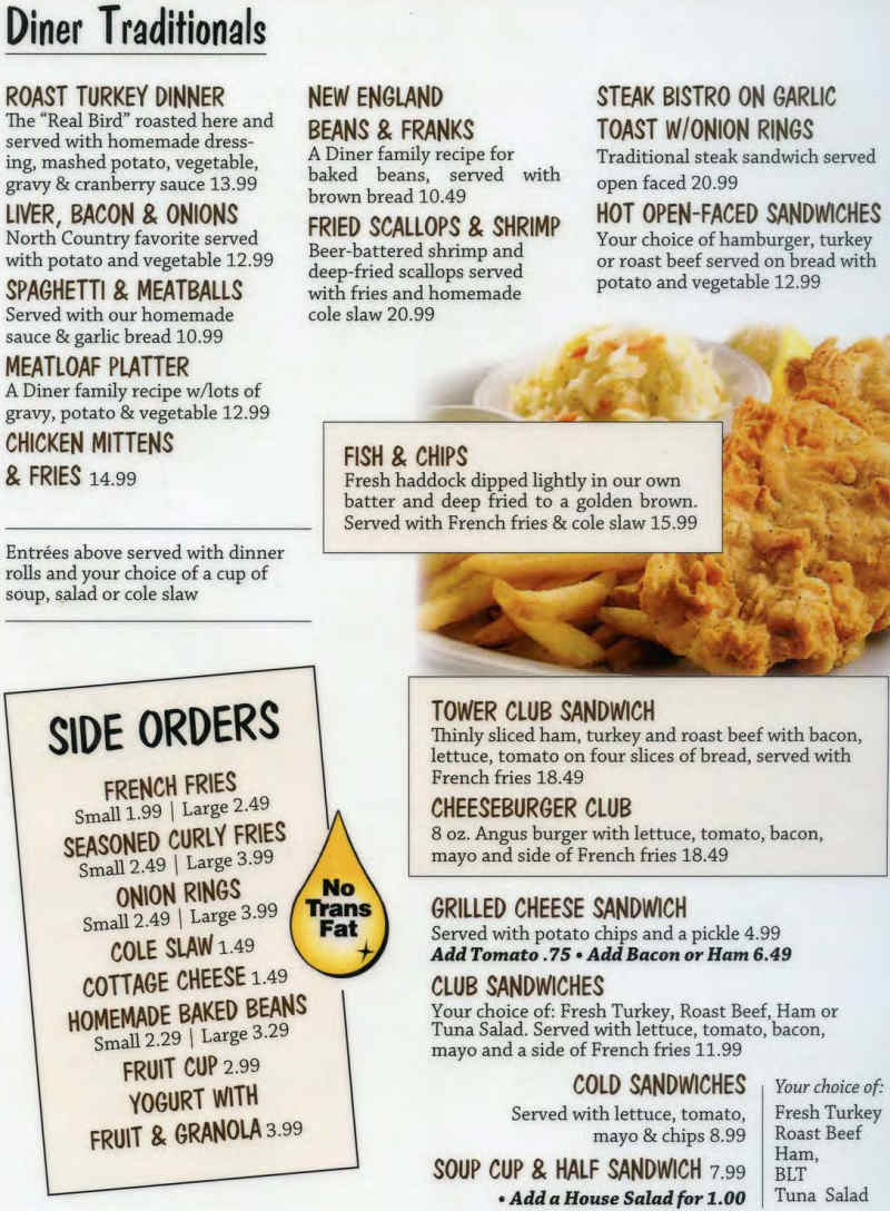Littleton Diner Menu, Littleton, NH