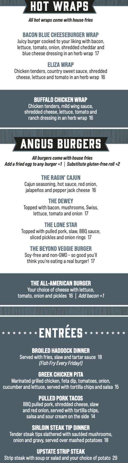 Parker's 129 Menu, Auburn, NY